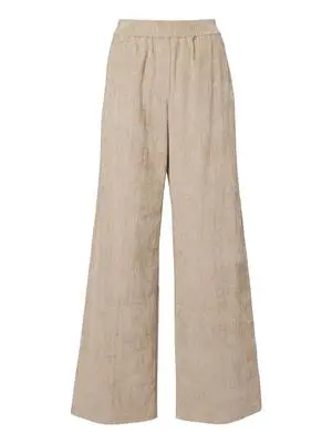 Brunello Cucinelli High-rise Wide-leg Corduroy Trousers - Beige