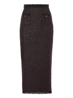SELF-PORTRAIT Tweed Maxi Skirt - Black