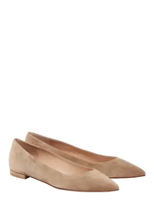 GIANVITO ROSSI Suede Ballet Flats - Beige