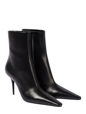 Saint Laurent Ashley 90 Leather Booties - Black