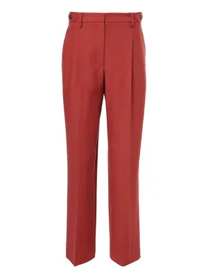 Brunello Cucinelli High-rise Virgin Wool Twill Straight Pants - Red