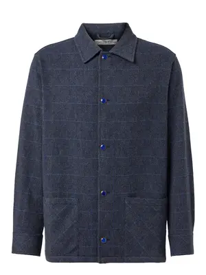 GOD'S TRUE CASHMERE God's True Cashmere Wizard Herringbone Checked Cashmere Overshirt