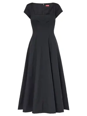 Staud Cotton Poplin Midi Dress - Black