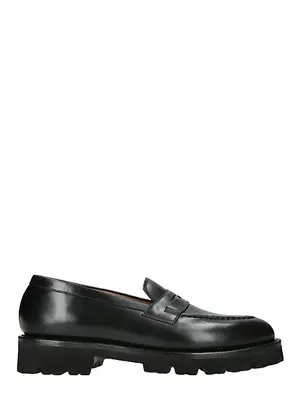 Grenson Lloyd Slip-on Leather Penny Loafers - Black