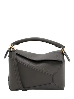 Loewe Puzzle Mini Leather Cross-Body Bag Dark Grey