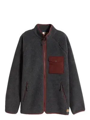 Fjallraven Vardag Pile Fleece Zip Jacket - Dark Grey-maroon