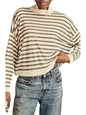 Lucky Brand Stripe Cowl Neck Knit Top - Natural Stripe
