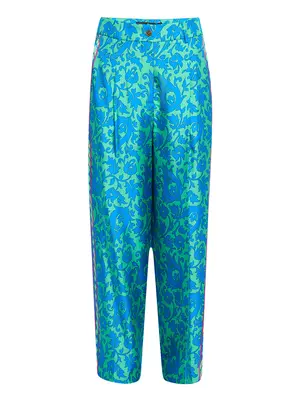 Etro Tile Silk Print Trousers - Print On Green Base