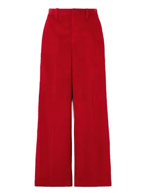 Brunello Cucinelli Cotton-corduroy Wide-leg Pants - Red