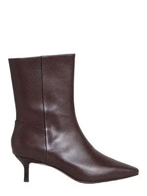 REISS Millie Leather Ankle Boots - Chocolate