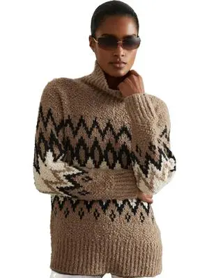 REISS Bobbi Fairisle Knit Jumper - Brown