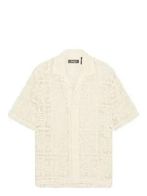 WAO Floral Crochet Camp Shirt - Natural
