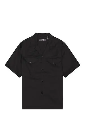 WAO Satin Western Short Sleeve Shirt - Black