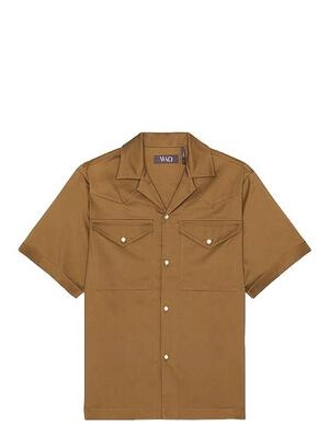 WAO Satin Western Short Sleeve Shirt - Olive