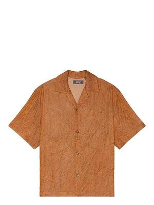 WAO Crinkled Short Sleeve Shirt - Brown