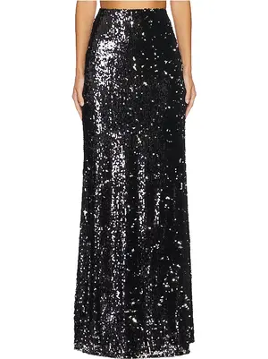 L'Agence L'AGENCE Sequin Zeta Long Skirt Silver & Black