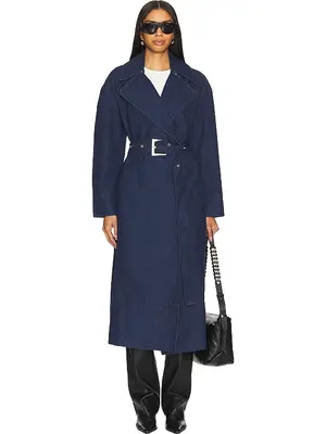 Apparis Tate Denim Trench Coat - Indigo