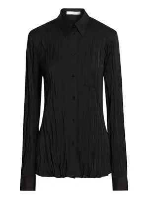 Helmut Lang Helmut Lang Plissé Satin-Crepe Shirt Black
