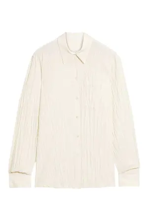 Helmut Lang Helmut Lang Plissé Satin-Crepe Shirt Ivory