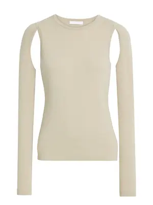 Helmut Lang Helmut Lang Cutout Cotton-Blend Jersey Top Stone