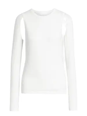 Helmut Lang Cutout Cotton-blend Jersey Top - White