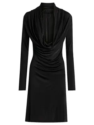 Helmut Lang Draped Stretch-satin Dress - Black