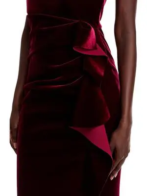 Chiara Boni La Petite Robe Gudrum Long Velvet Gown Barolo
