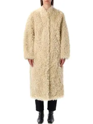 STAND STUDIO Carolina Curly Faux-fur Coat - White
