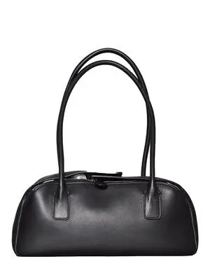 COURREGES Courrèges Black Leather Top Handle Bag - Nero
