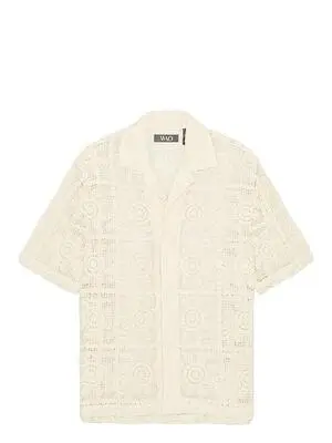 WAO Floral Crochet Camp Shirt In . Also - Cream