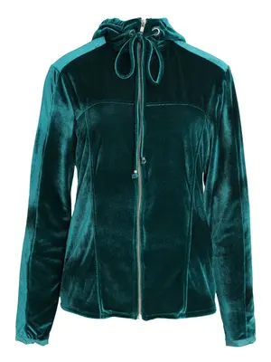 AMIR SLAMA Velour Hooded Jacket - Green