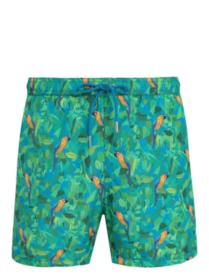 AMIR SLAMA Parrot-print Swim Shorts - Green