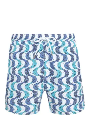 AMIR SLAMA Wave-print Swim Shorts - Blue