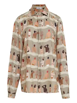 AMIR SLAMA Graphic-print Shirt - Neutrals