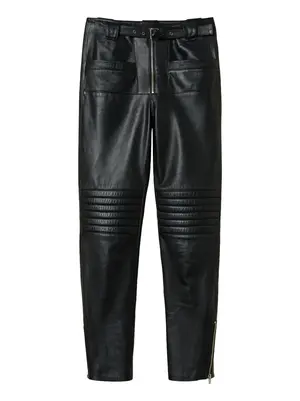 TWINSET Fairfax Leather Biker Trousers - Black