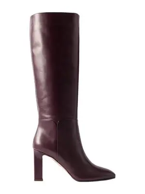 AQUAZZURA Sellier 85 Leather Knee Boots - Burgundy