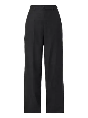LEMAIRE Belted Pleated Tapered Cashmere-blend Pants - Gray