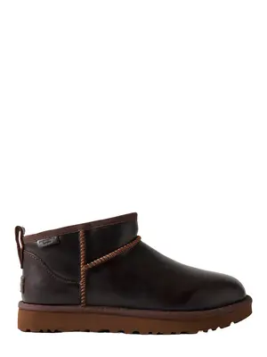 UGG Classic Ultra Mini Leather Ankle Boots - Brown