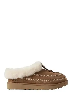 UGG Tasman Alpine Embroidered Shearling Slippers - Brown
