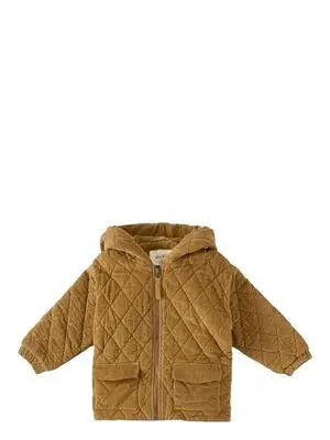 PEHR Organic Cotton Corduroy Quilted Hooded Jacket - Yellow