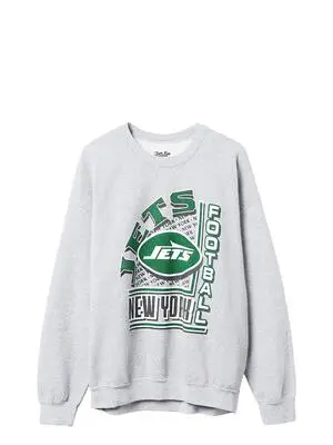 Junk Food Clothing Nfl New York Jets Backfield Crew Fleece Sweatshirt - Heather Grey