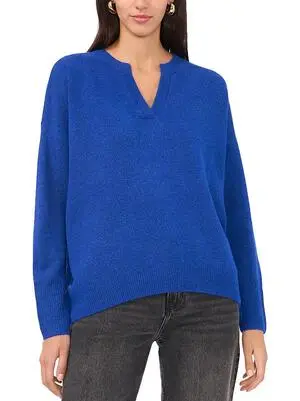 Vince Camuto Drop Shoulder Henley Neck Sweater Deep Royal