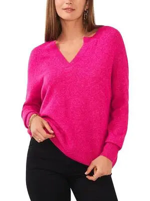 Vince Camuto Drop Shoulder Henley Neck Sweater Euphoria Pink
