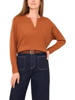 Vince Camuto Drop Shoulder Henley Neck Sweater Sierra