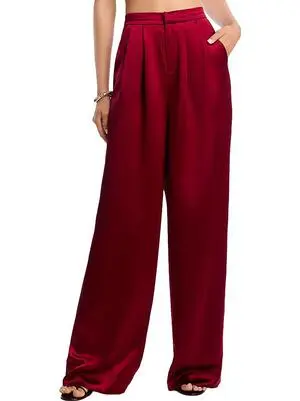 NONCHALANT LABEL Satin Wide Leg Pants - Bordeaux