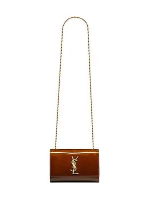 Saint Laurent Kate Mini Shoulder Bag - Chataigne Patent/gold