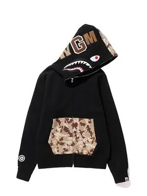 BAPE Desert Camo Full Zip Shark Hoodie Black/tan