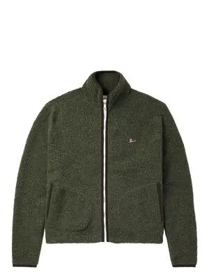 DRAKE'S Logo-embroidered Wool-blend Bouclé Jacket - Green