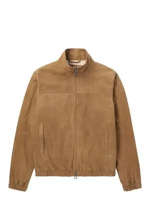 Loro Piana Suede Zip-up Bomber Jacket - Brown