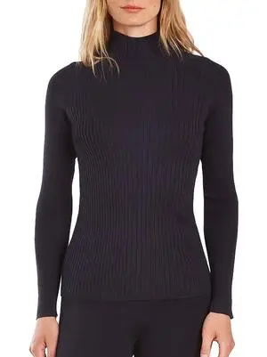 OYUN Classic Rib Mock Neck Top - Midnight